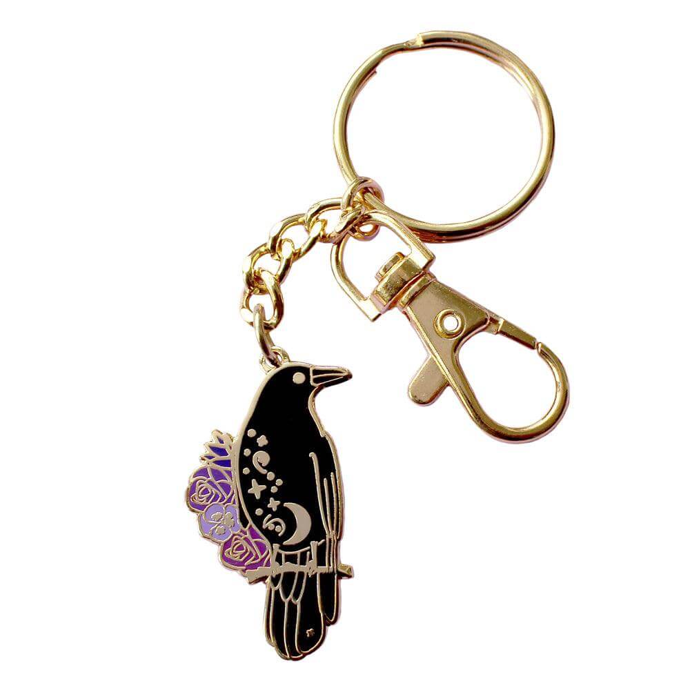 Crow Enamel Keychain