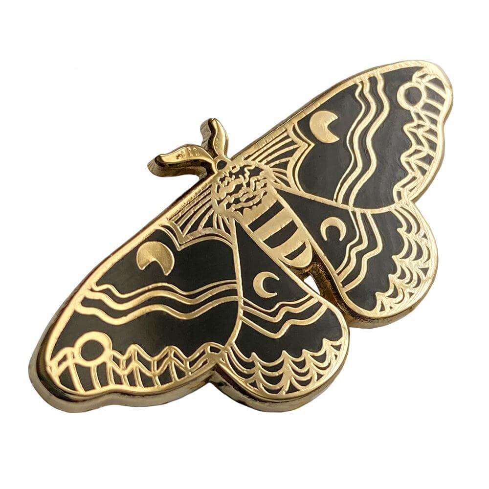 Black Cecropia Moth Enamel Pin